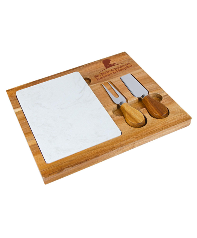 St. Jude Marble Finished Cheese Board 4-Pc Set - St. Jude Gift Shop