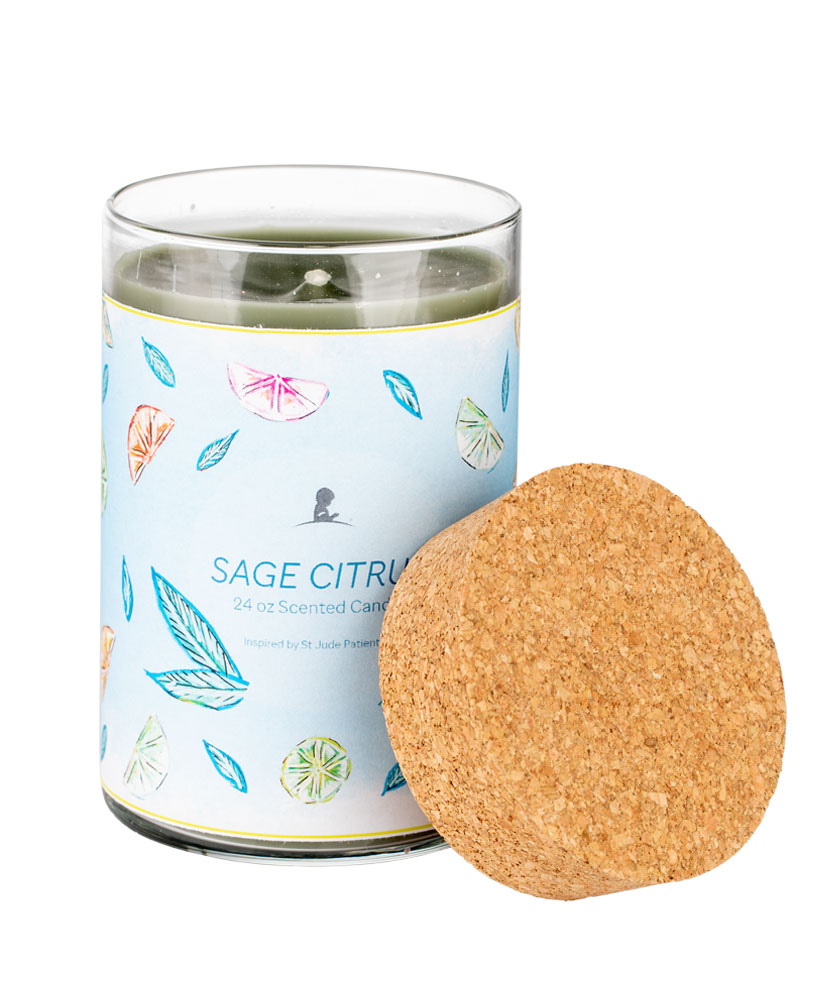 Citrus Sage Scent 24oz Candle With Cork Lid - St. Jude Gift Shop