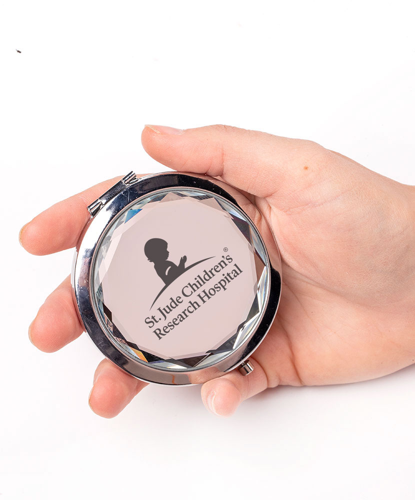 Silver Metal Jeweled Compact Mirror - St. Jude Gift Shop