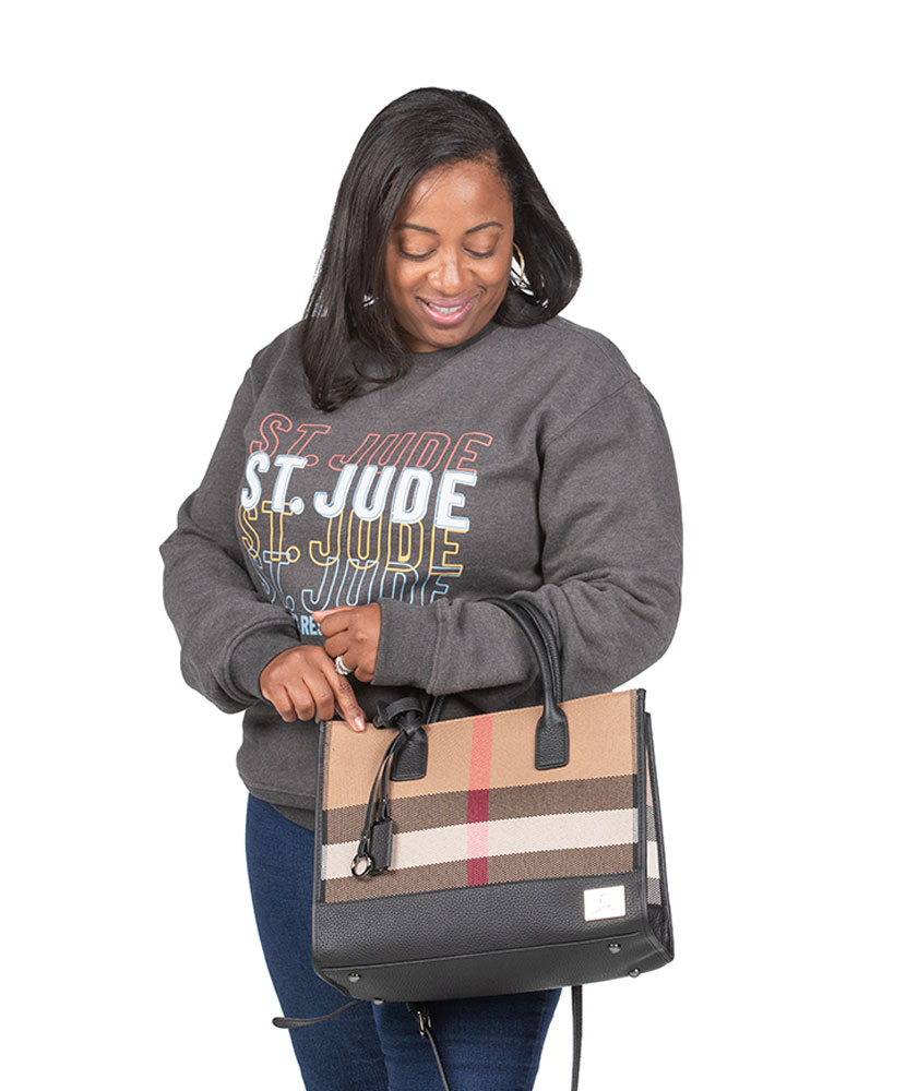 Striped Leather Tote Bag - St. Jude Gift Shop