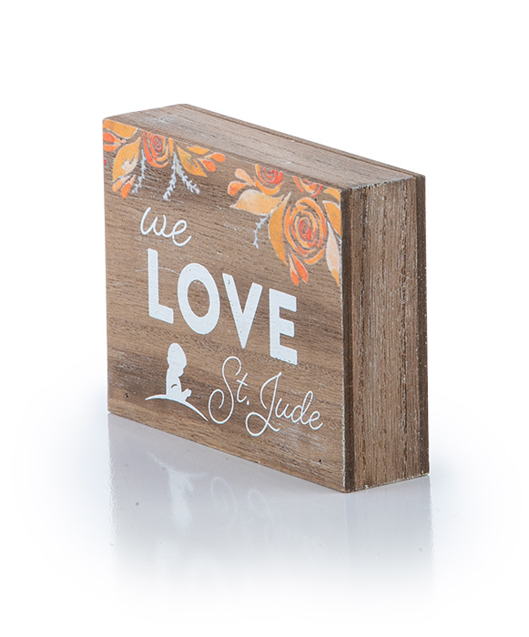 Patient Art We Love St. Jude Wooden Block Sign - St. Jude Gift Shop